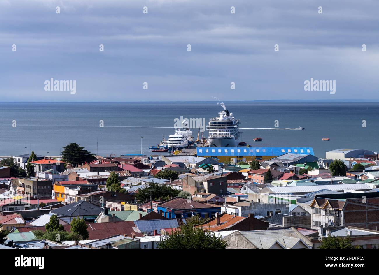 Punta Arenas, Chile - 27 January 2023: Panorama of city of Punta Arenas ...