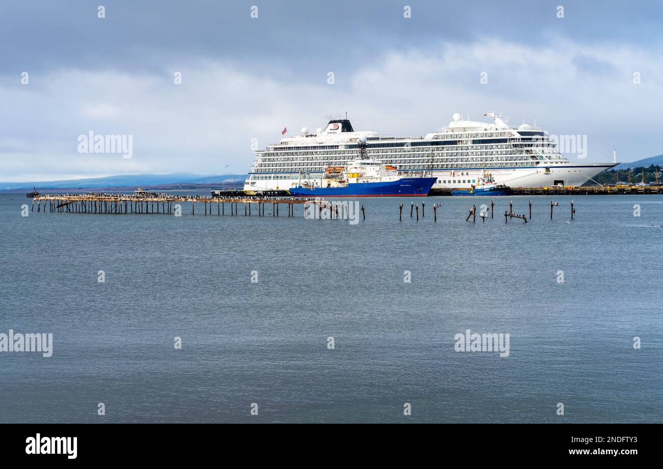 Punta Arenas, Chile - 27 January 2023: Viking Jupiter cruise ship and ...