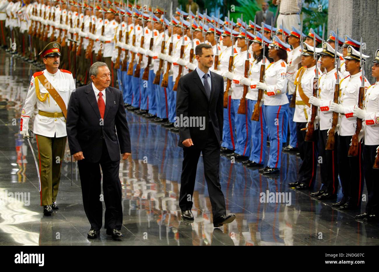 Cuba's President Raul Castro, second from left, and Syria's President ...