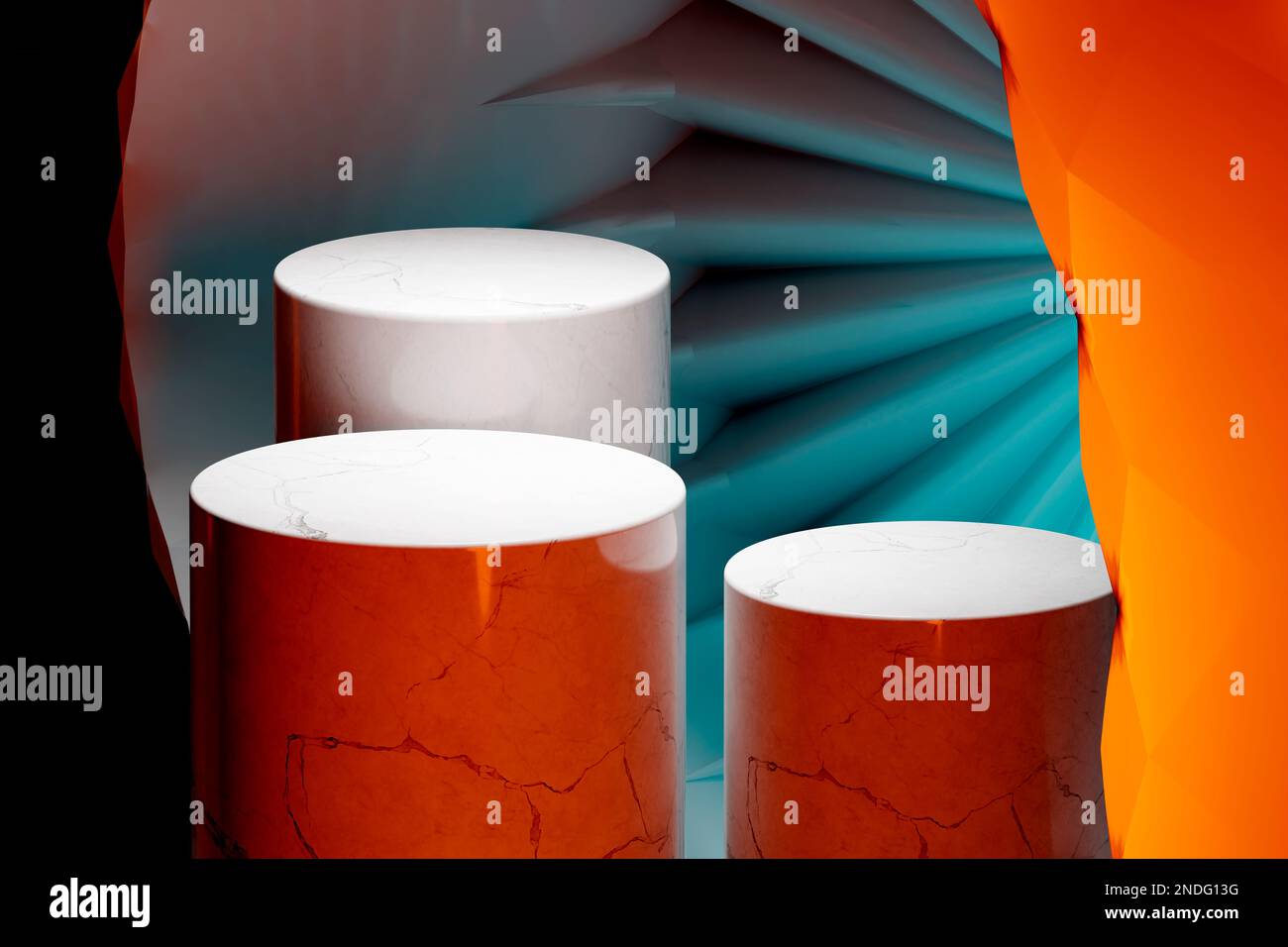 A Triple orange cylinder shaped for product presentation Digitally ...