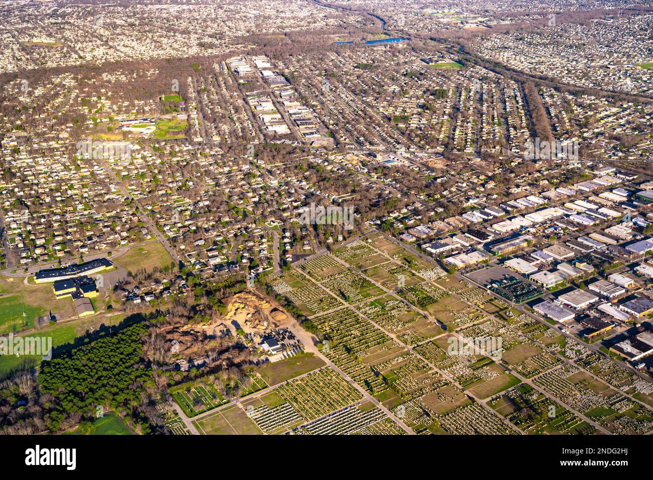 Overhead aerial view of Long Island New York communities Stock Photo ...