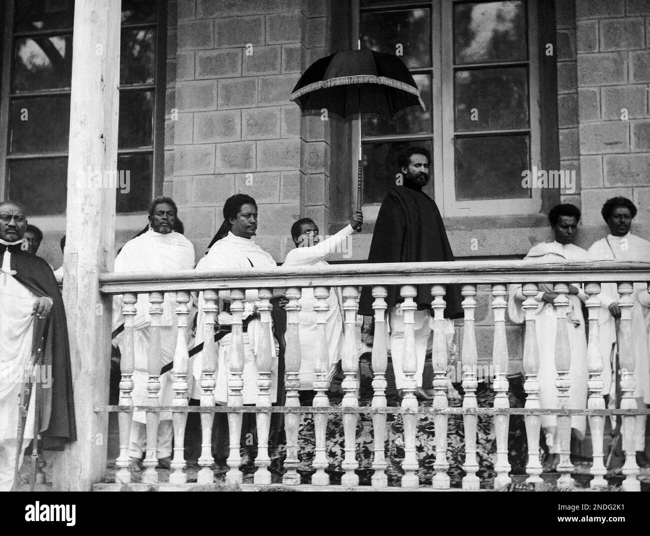 Emperor Haile Salassie seen on the balcony of the Palace greeting his ...