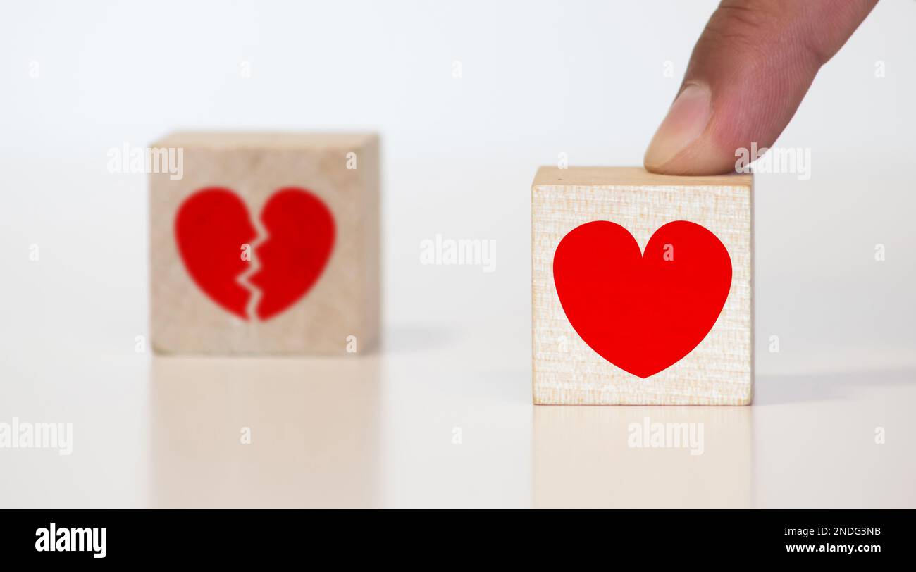 New Love. Relation renewal mockup. Broken heart repair. Halves of heart ...