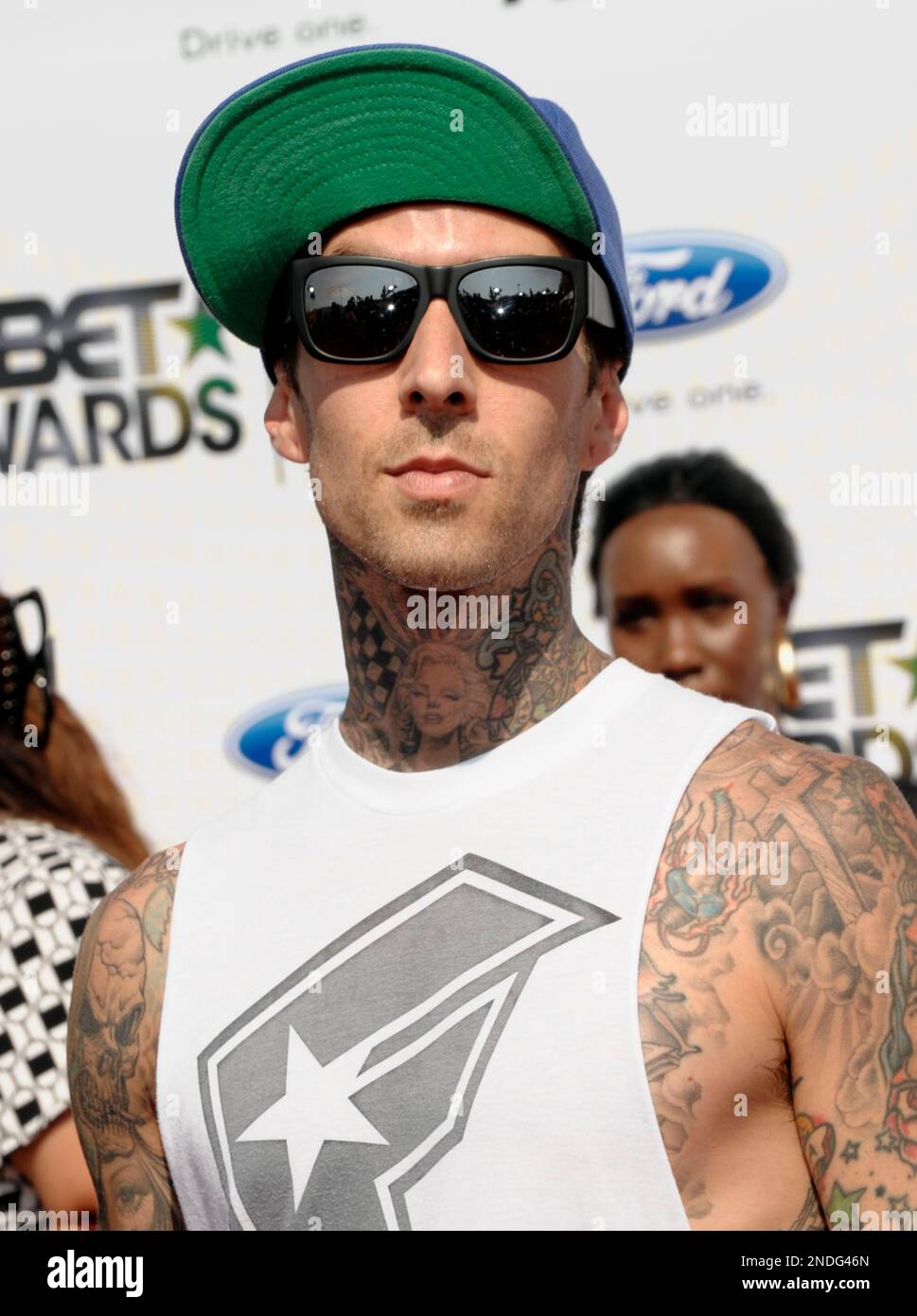 Travis Barker arrives at the BET Awards on Sunday, June 27, 2010 in Los ...