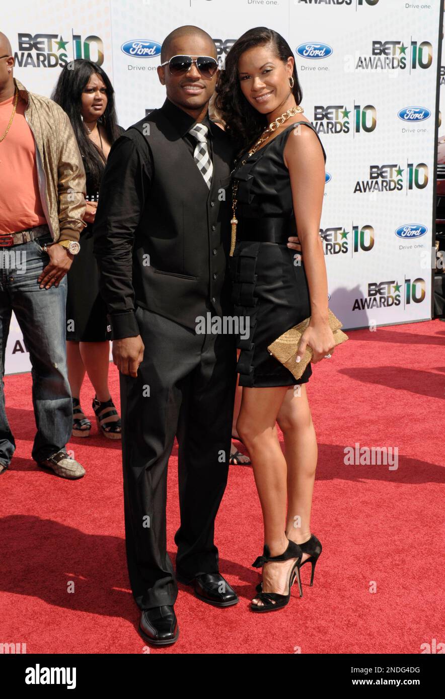 Actor Larenz Tate, left, and Tomasina Tate arrive at the BET Awards on ...