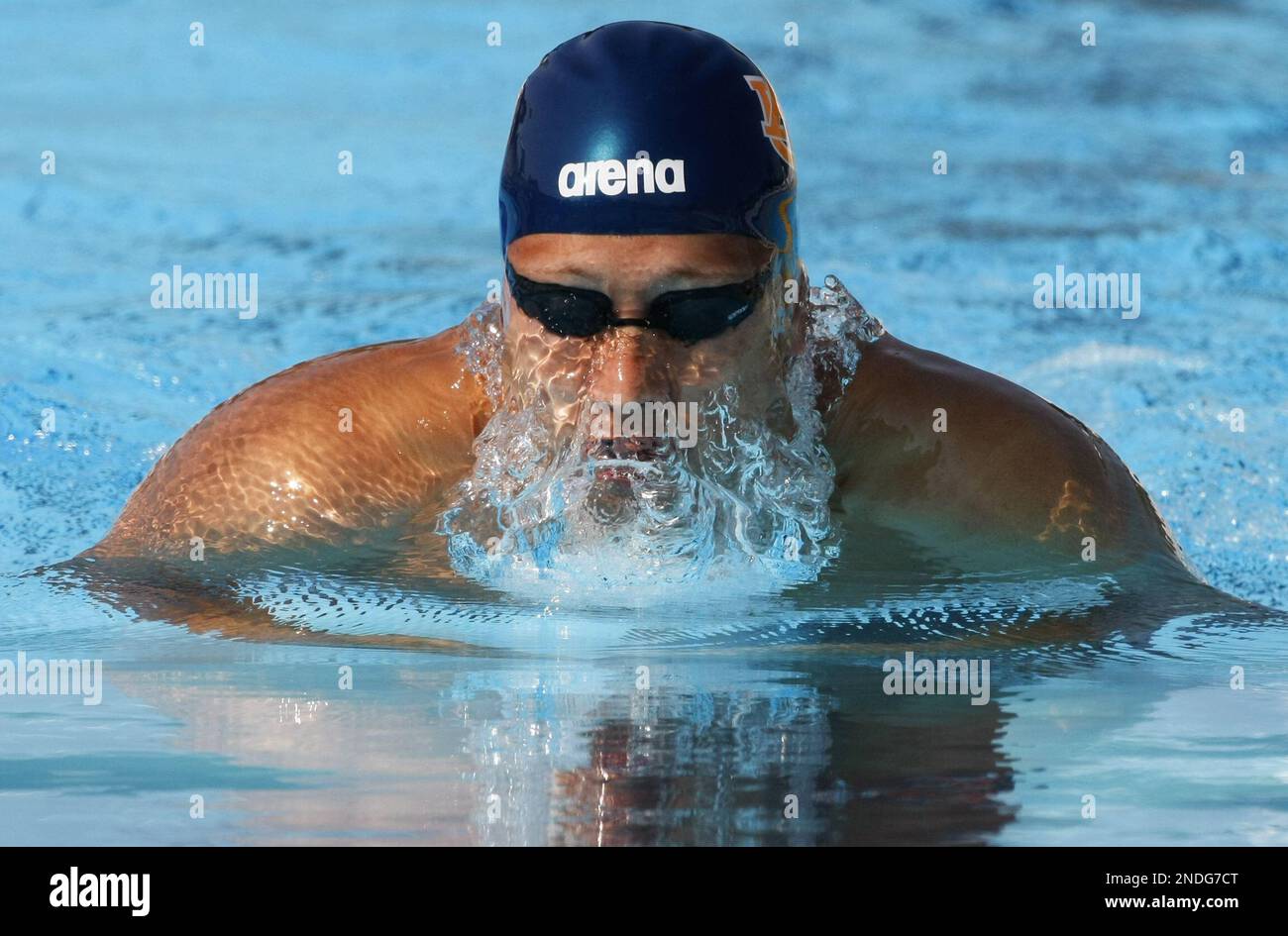 US swimmer Mark Gangloff during a heat of the men's 100m breaststroke ...