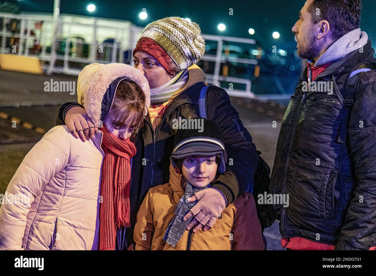 Istanbul, Turkey. 15th Feb, 2023. A family part of the 65 displaced ...