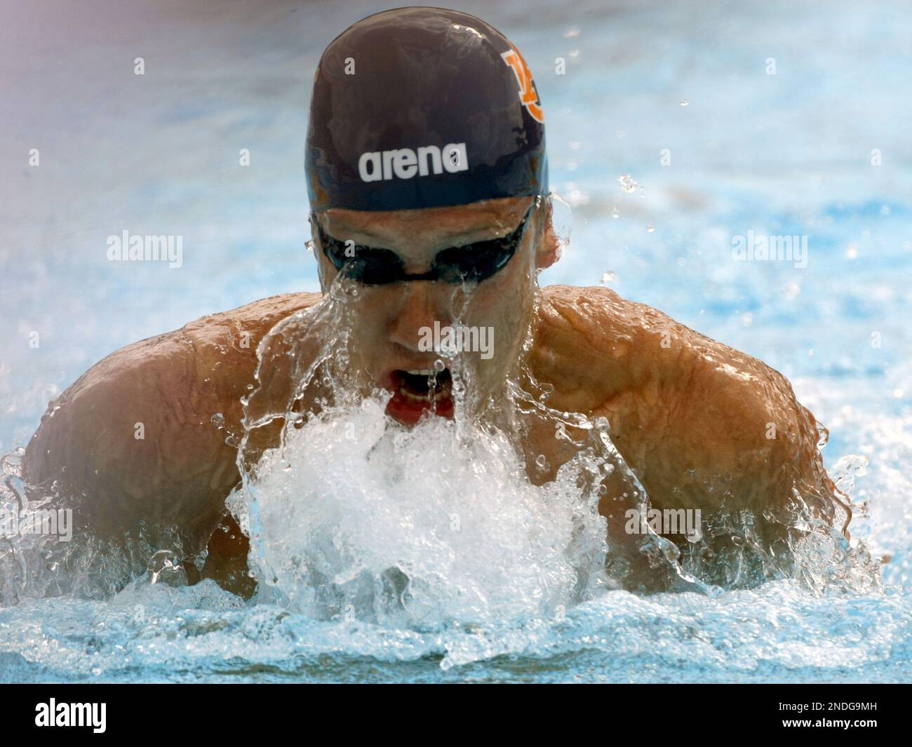 U.S swimmer Mark Gangloff on his way to win the men's 50m breaststroke ...