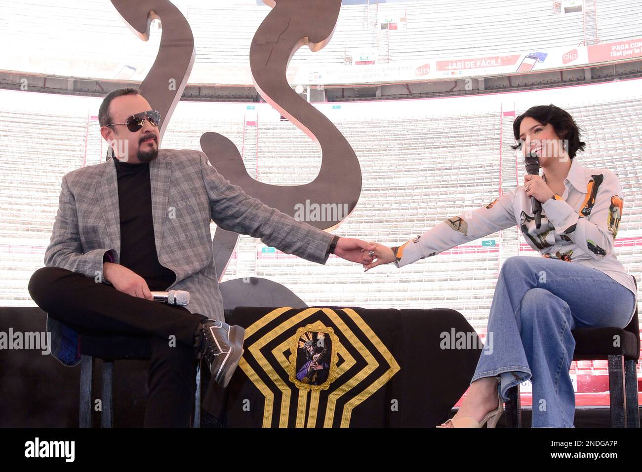 February 15, 2023, Mexico City, Mexico: Pepe Aguilar and his daughter ...