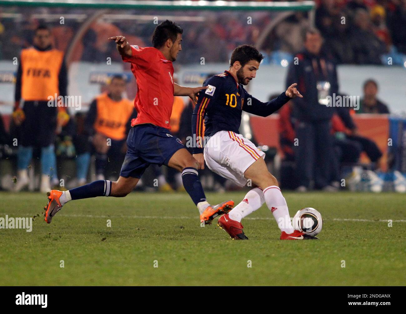 Spain's Cesc Fabregas, right, Chile's Arturo Vidal, left, during World ... Spain's Cesc Fabregas, right, Chile's Arturo Vidal, left, during World ...