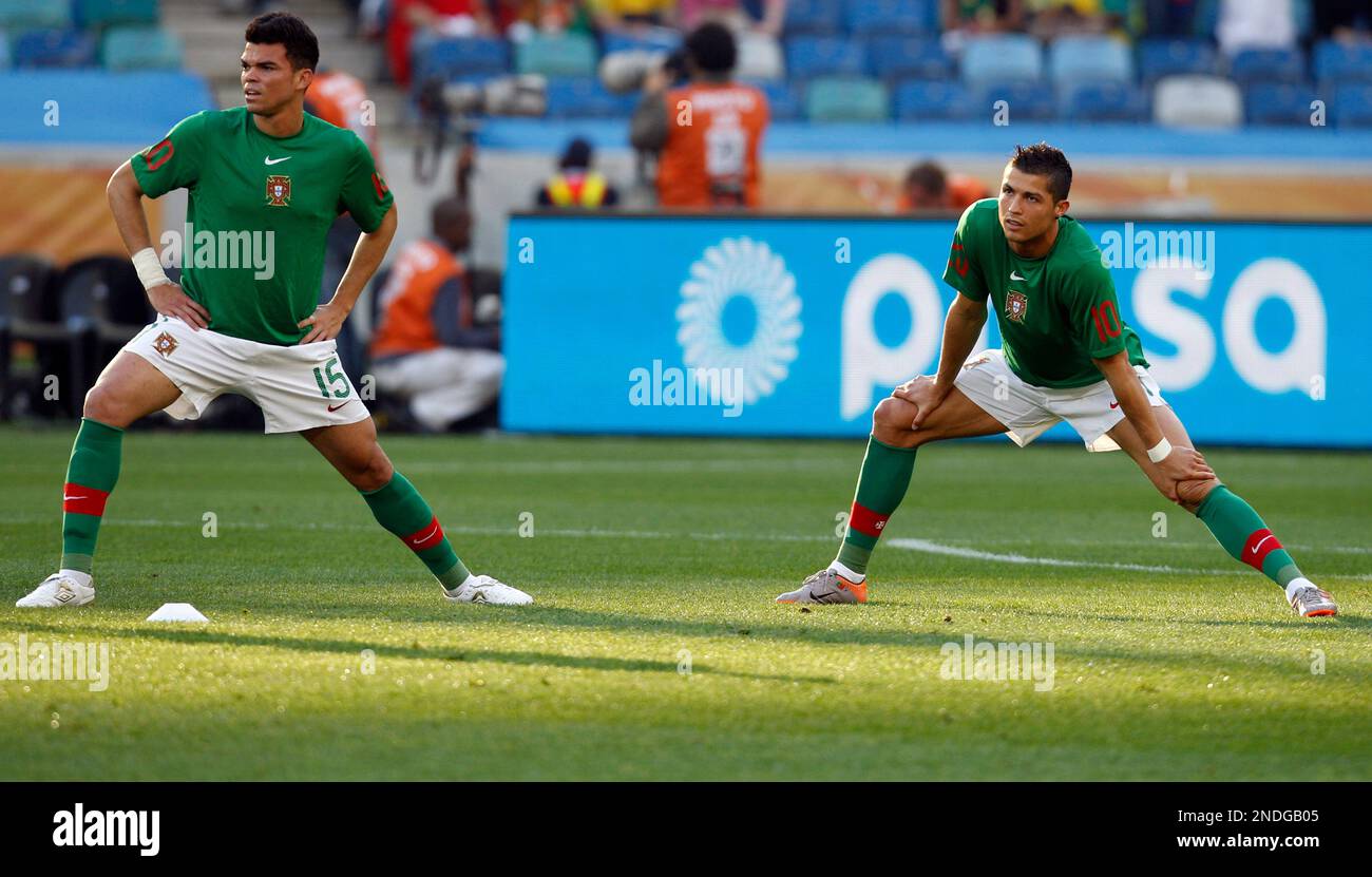 Portugal's Pepe, left, and Portugal's Cristiano Ronaldo during the ...