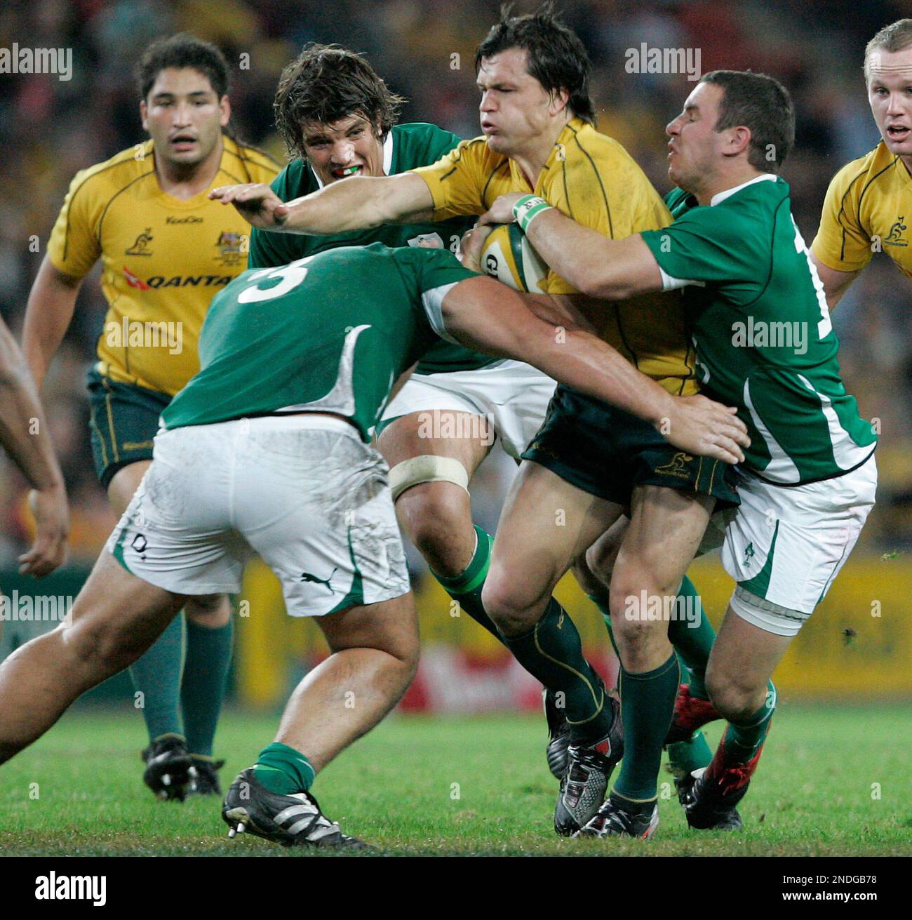 Australia's Adam Ashley-Cooper is tackled by Ireland's Tony Buckley and ...
