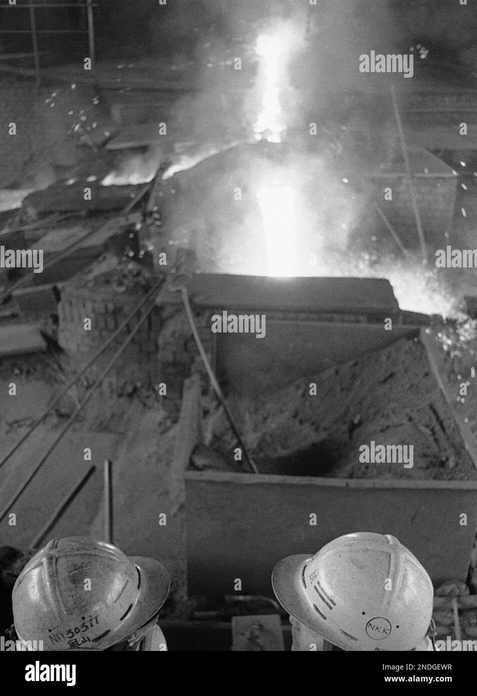 General view of furnace in Japan Kawasaki Steelmill of Nihon Kokan ...