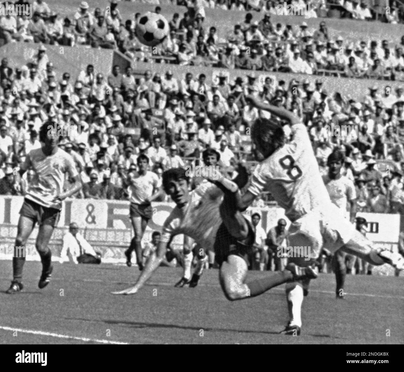 Ladislav Petras, right, heads the ball to score for Czechoslovakia, in ...