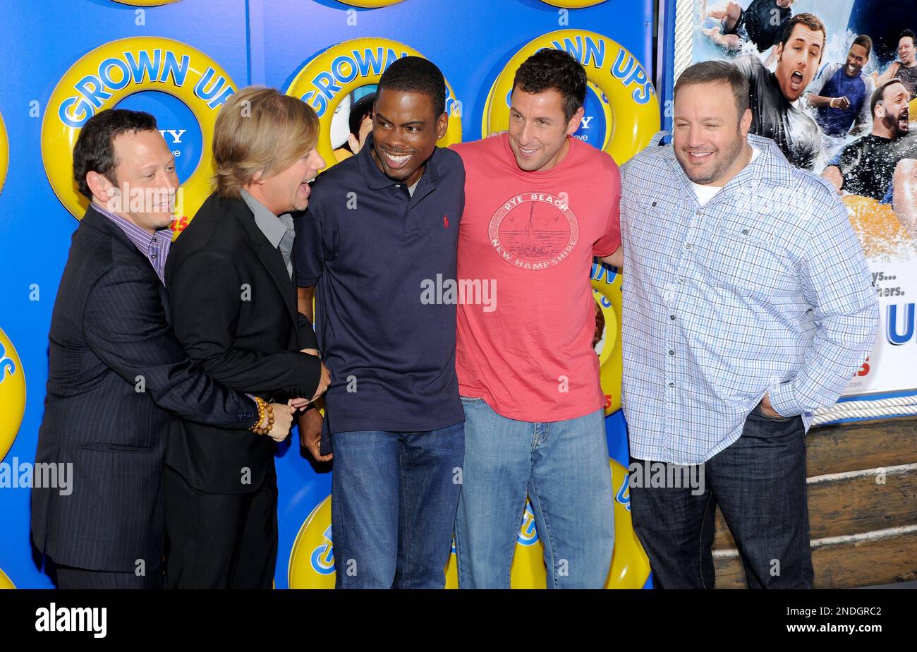 From left, actors Rob Schneider, David Spade, Chris Rock, Adam Sandler ...