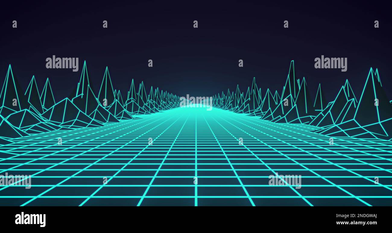 Image of digital mountains and shapes over black background Stock Photo ...