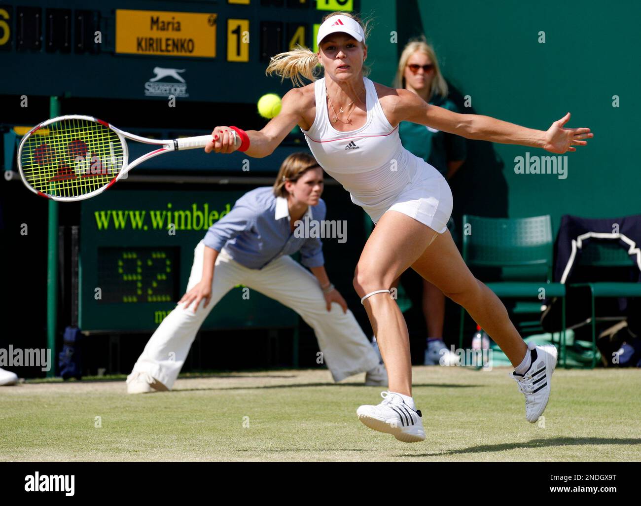 Russia's Maria Kirilenko makes a forehand return to Shenay perry of the ...