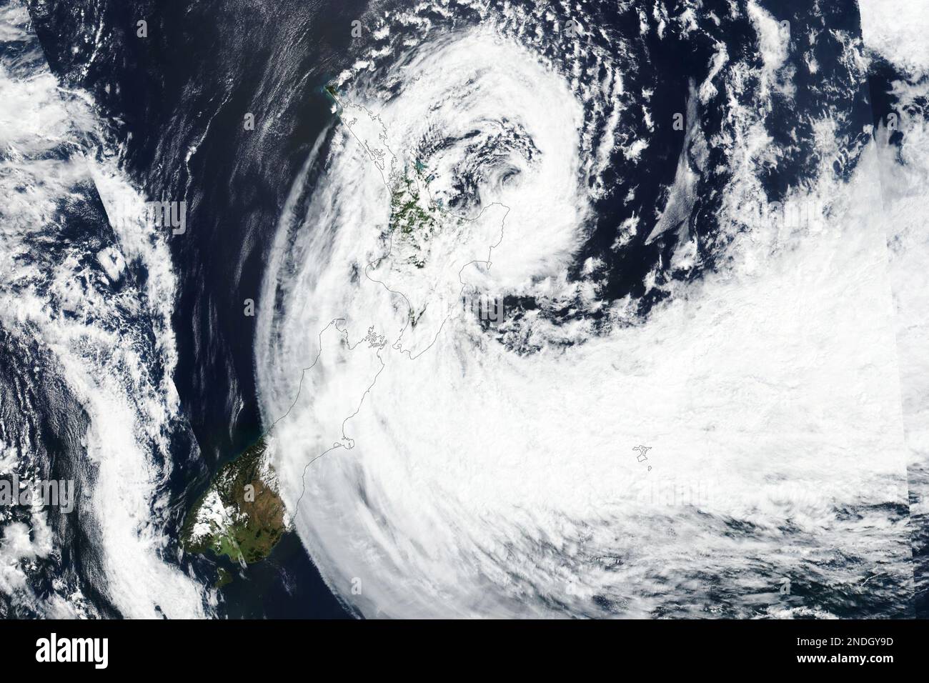 New Zealand. 14th Feb, 2023. This satellite image shows Cyclone ...