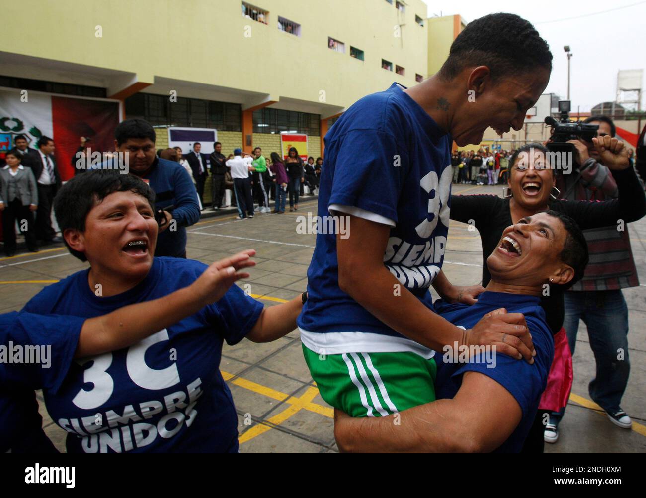 Female inmates representing Italy celebrate after winning the prison ...