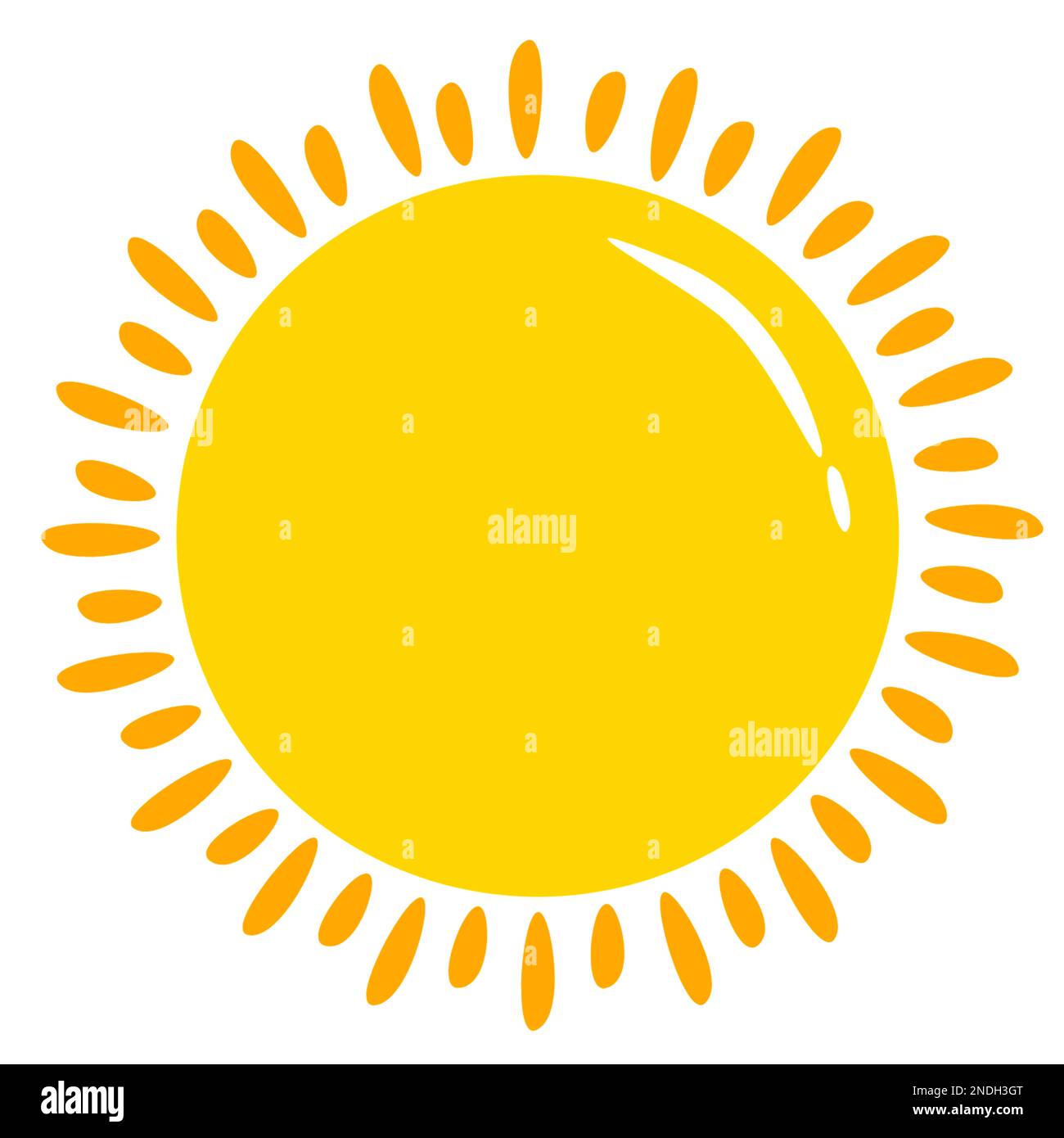illustration of a big beautiful yellow sun cartoon style and isolated ...