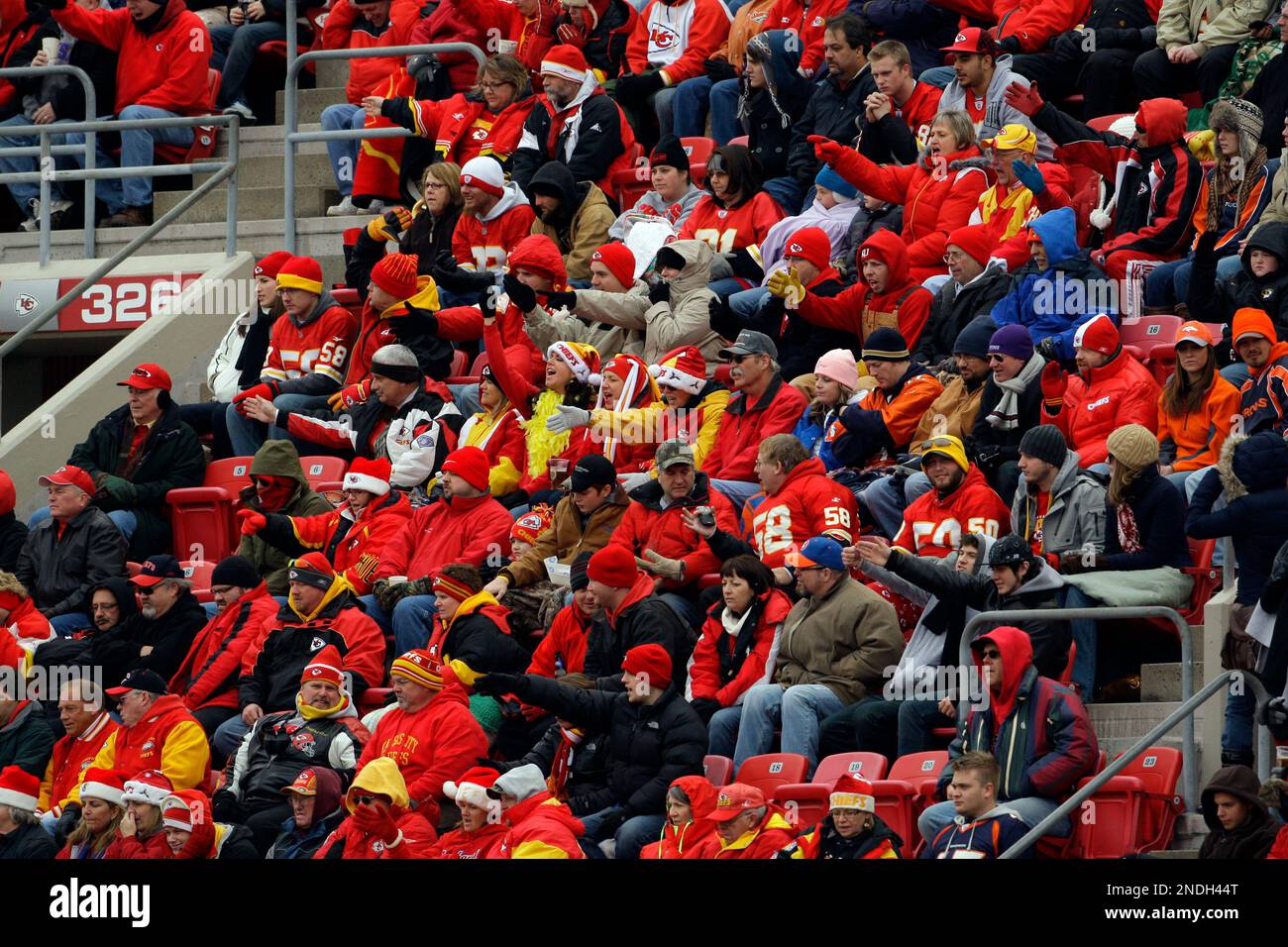 Kansas City Chiefs fans celebrate a first down during the first quarter ...