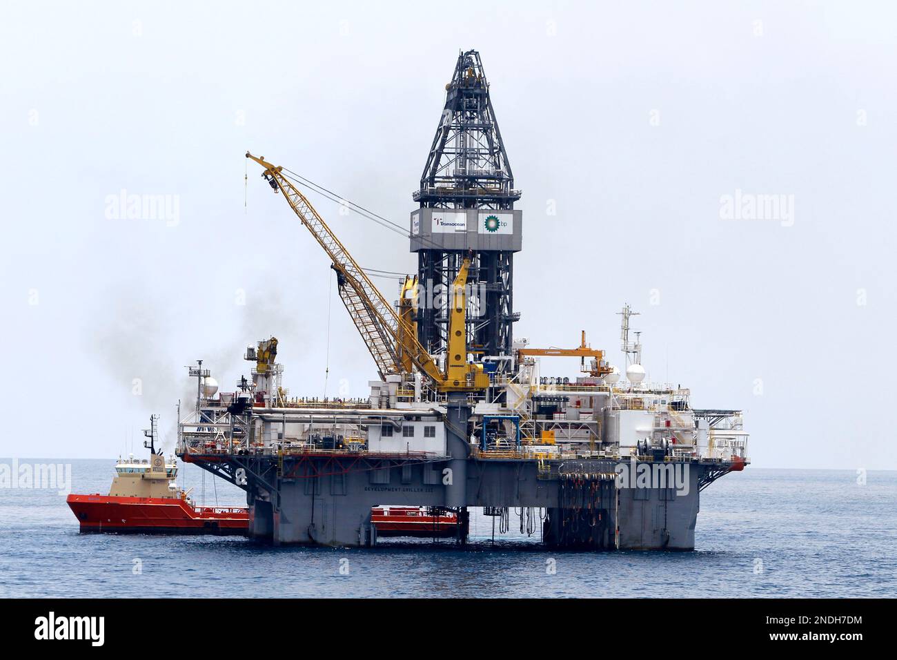 The Development Driller III, which is drilling a relief well, is seen ...