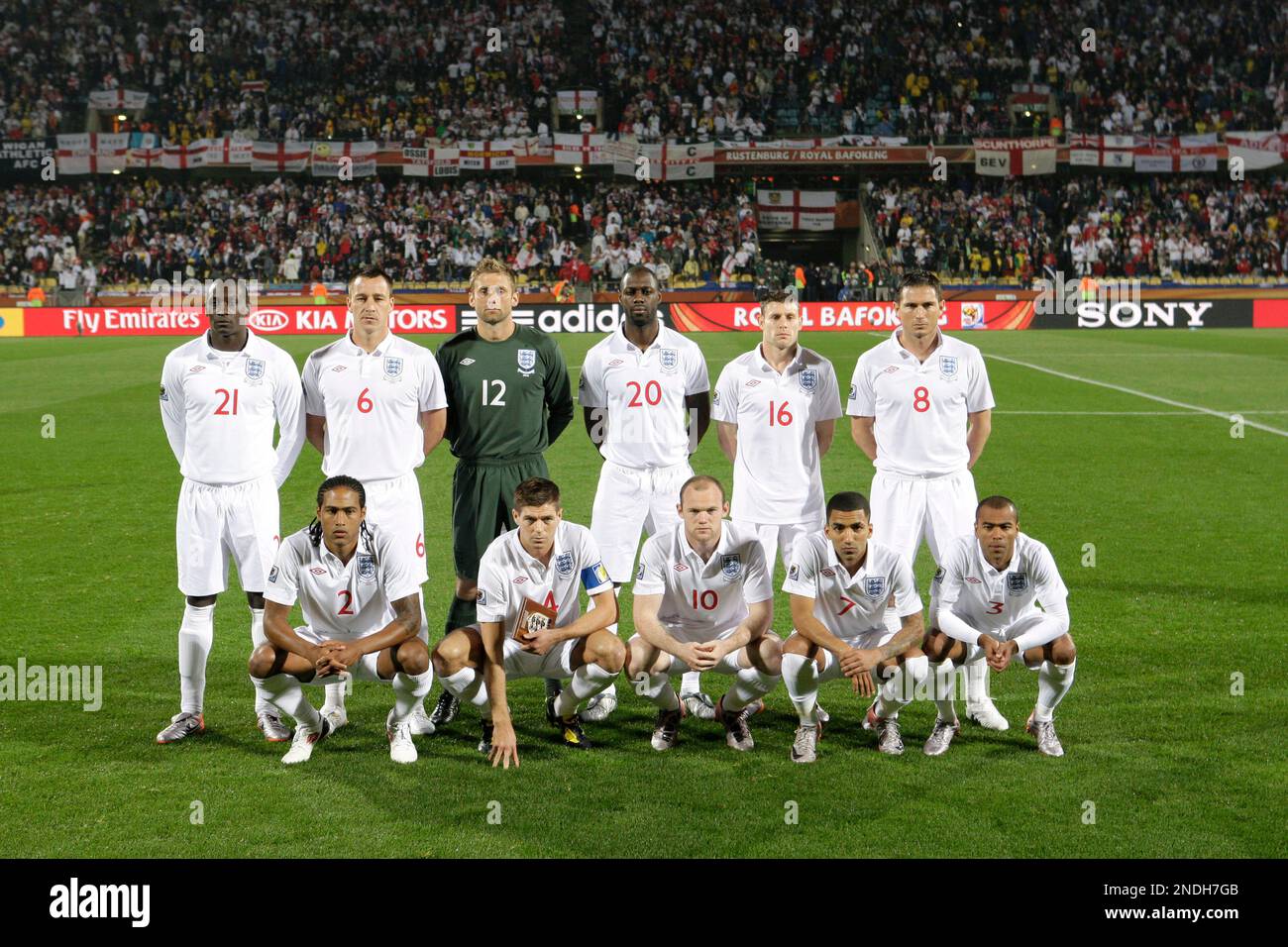 The England team, front row from left, Glen Johnson, Steven Gerrard ...