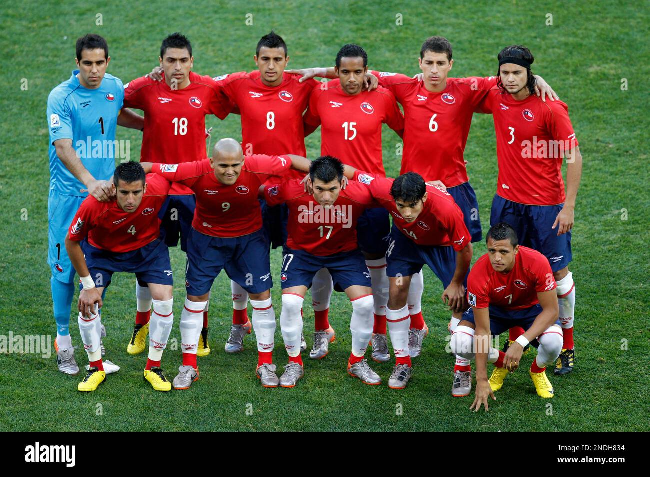 Chile players pose for a team photo prior to the World Cup group H ...