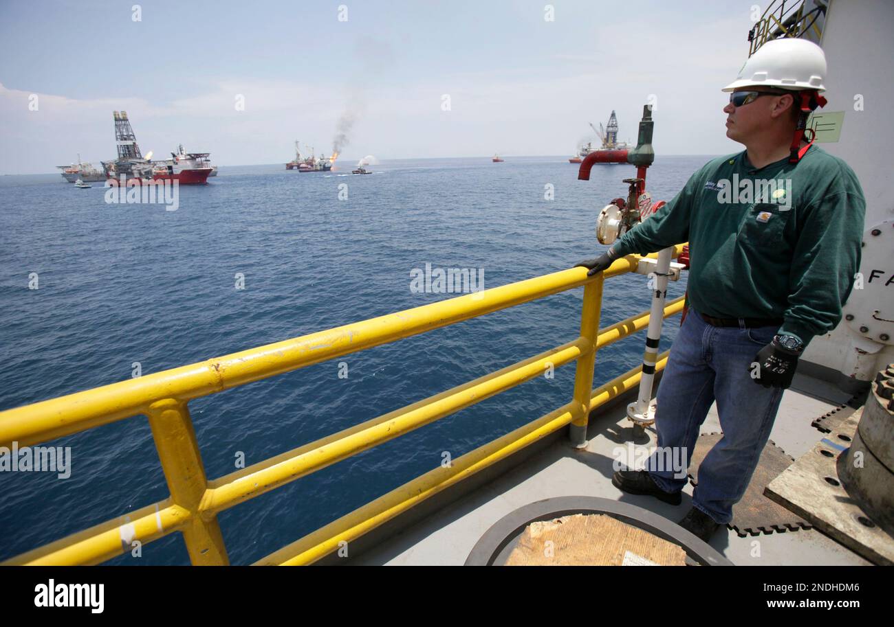 BP Wellsite Leader Mickey Fruge stands on the deck of the Development ...