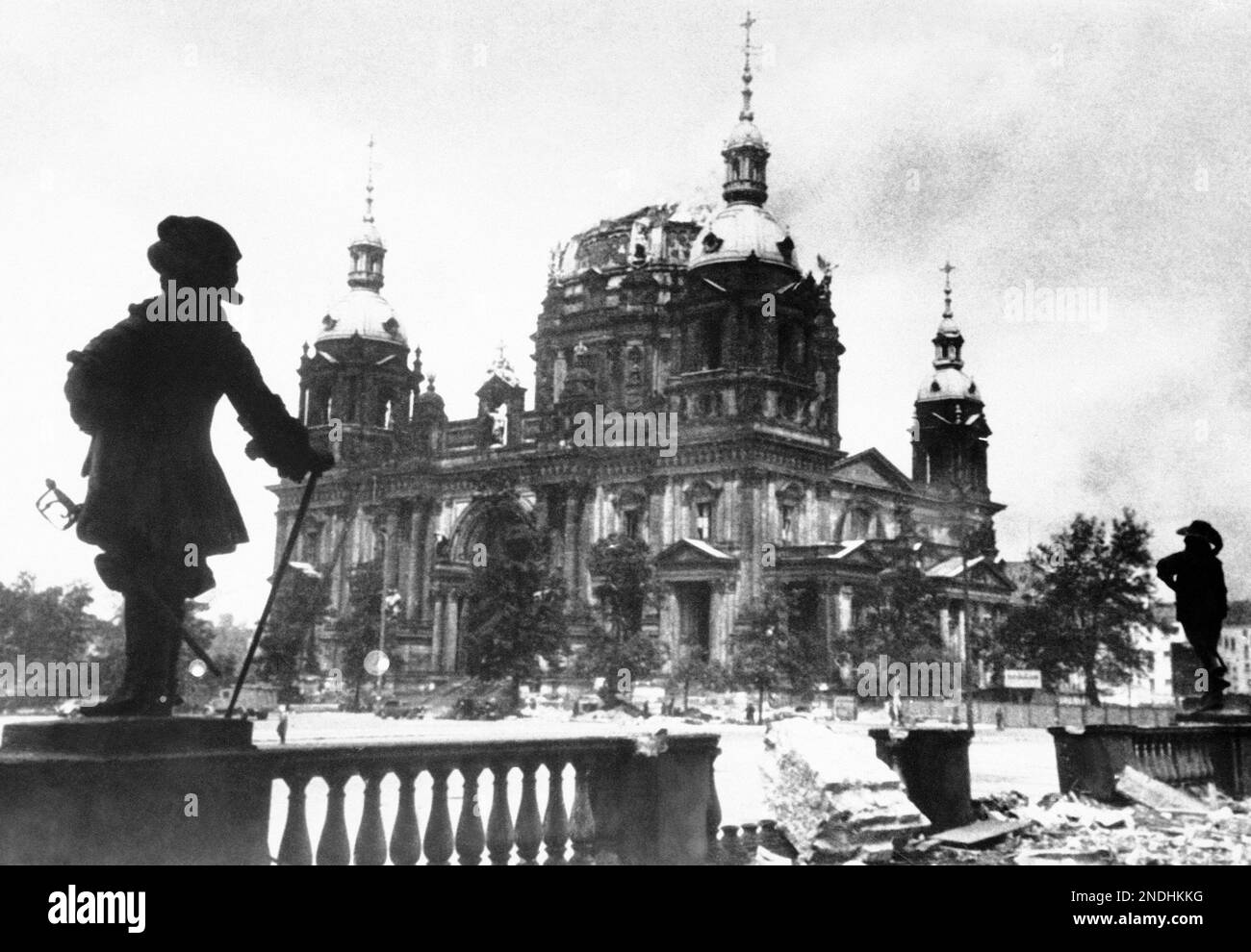 View of the Berlin Dome, with its burning Cupola, taken after the ...