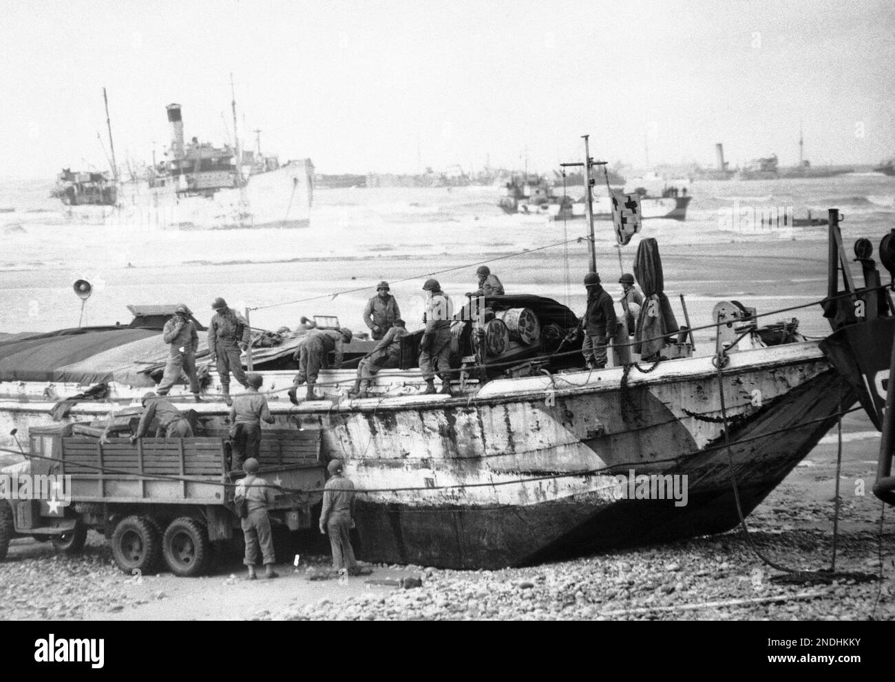 A northeasterly gale swept the beachhead in Normandy, France on June 23 ...