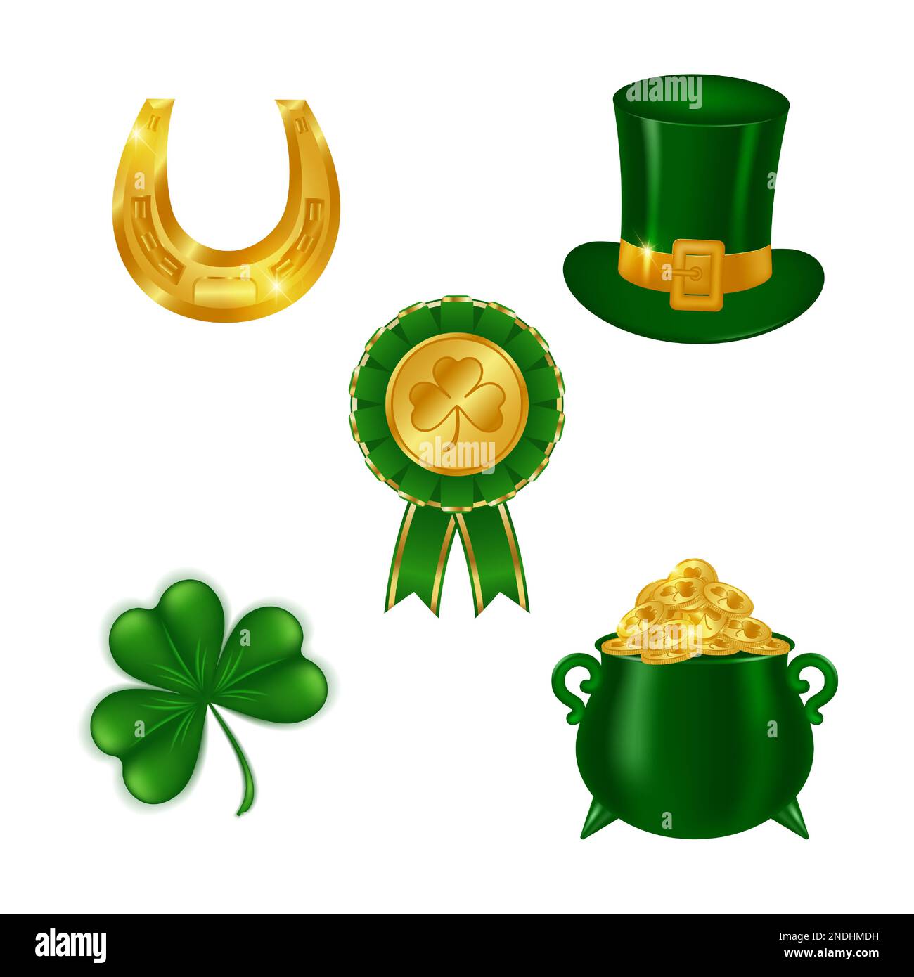 Set of designs for St. Patrick's Day. Leprechaun hat. shamrock ...