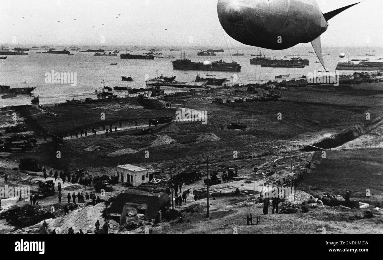 A general view of a section of the Normandy beachhead in France on June ...