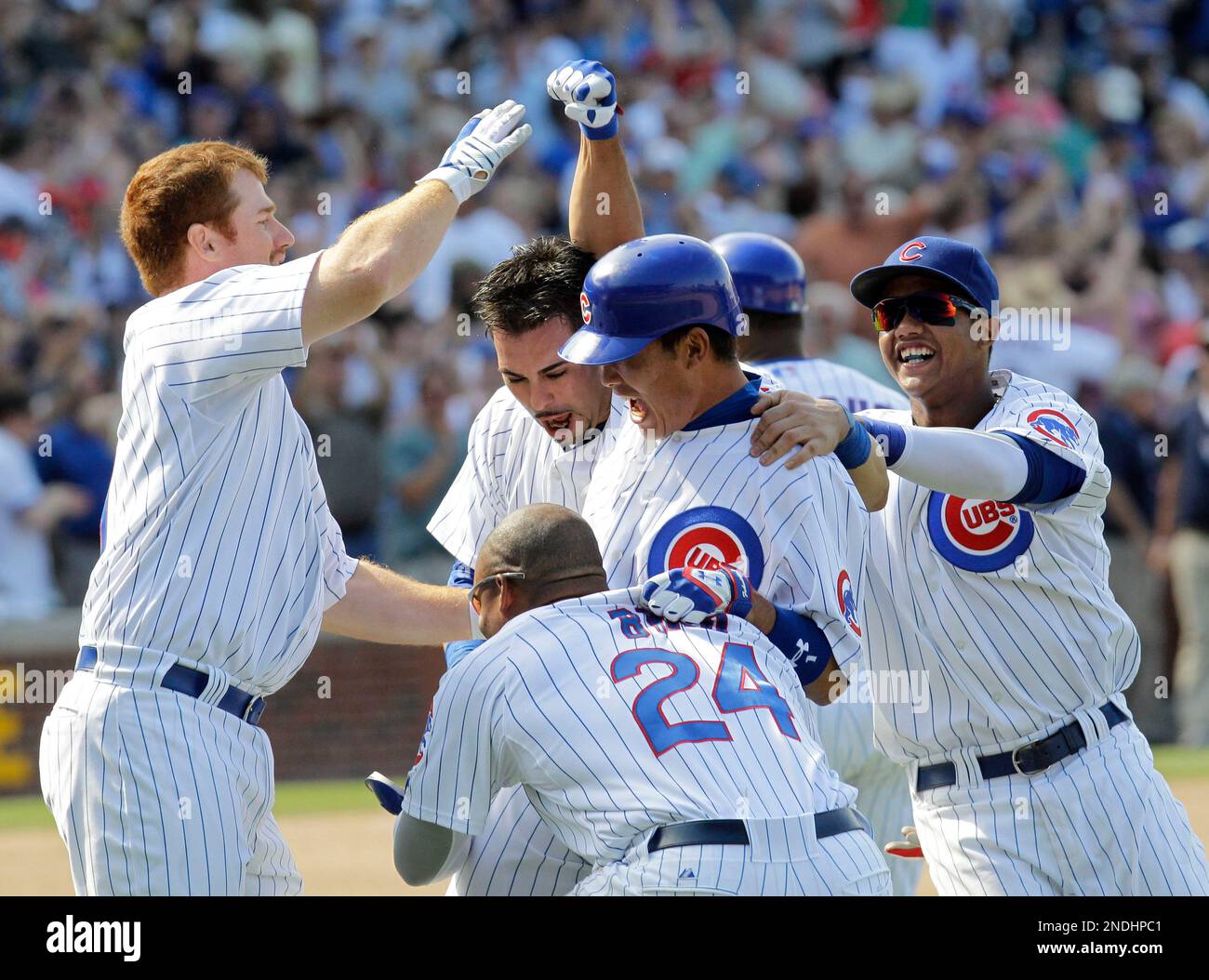 Chicago Cubs' from left, Chad Tracy, Geovany Soto, Marlon Byrd, and ...