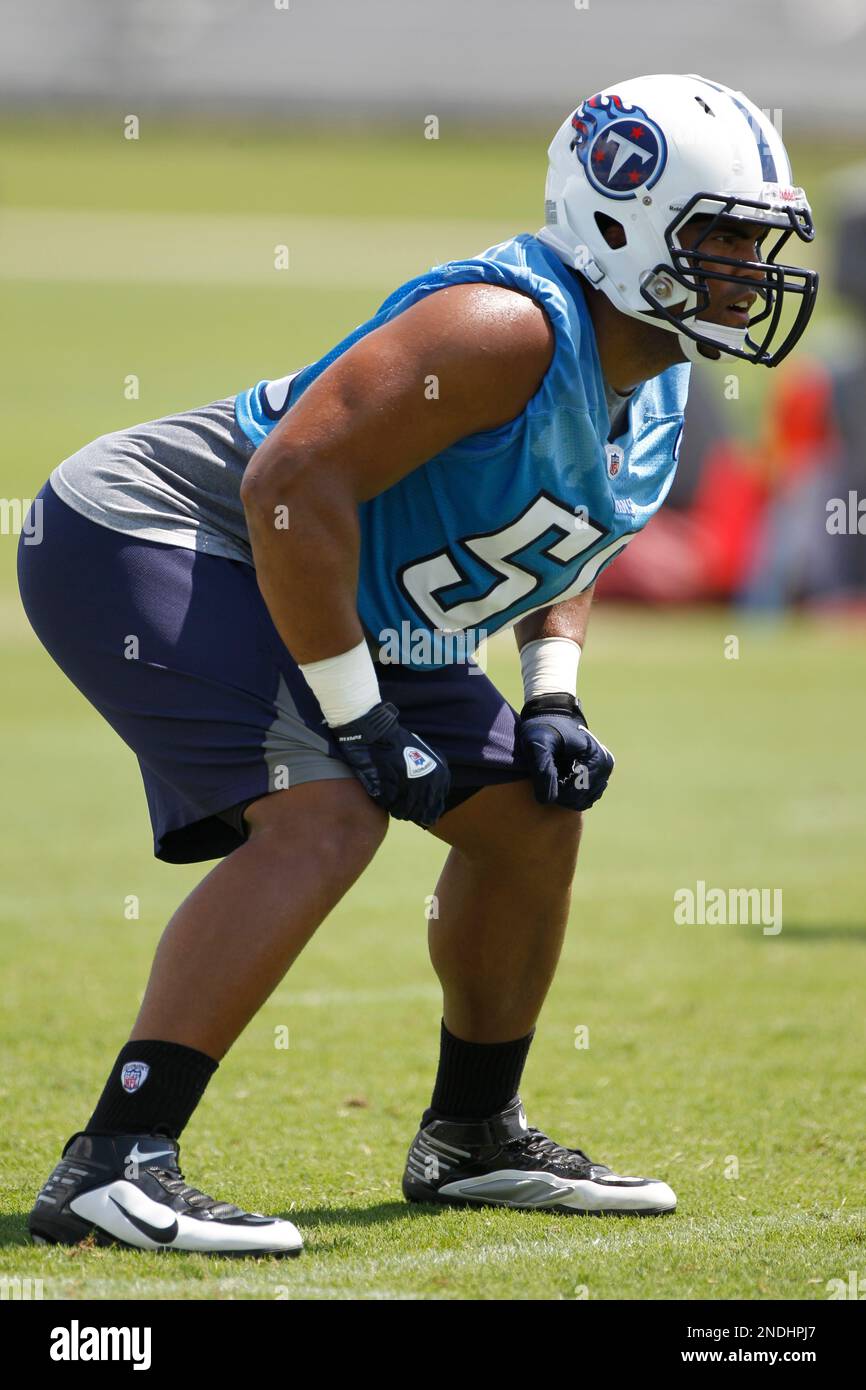 Tennessee Titans linebacker Colin Allred practices during an NFL ...