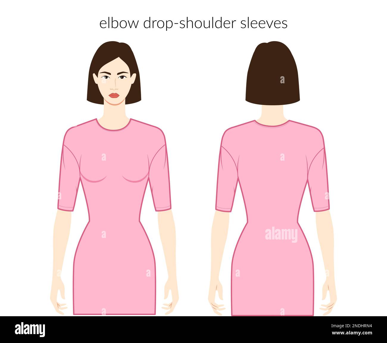 Drop-shoulder sleeves clothes character beautiful lady in pink top ...