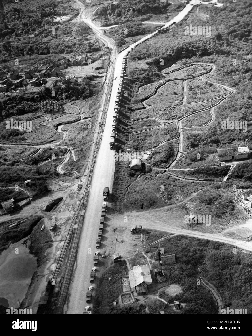 Assembly of the first truck convoy in the past two and one-half years ...