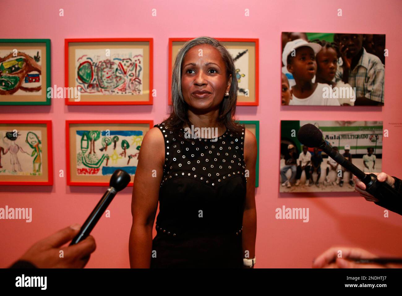 Haiti's first lady Elisabeth Preval is interviewed during a visit to ...