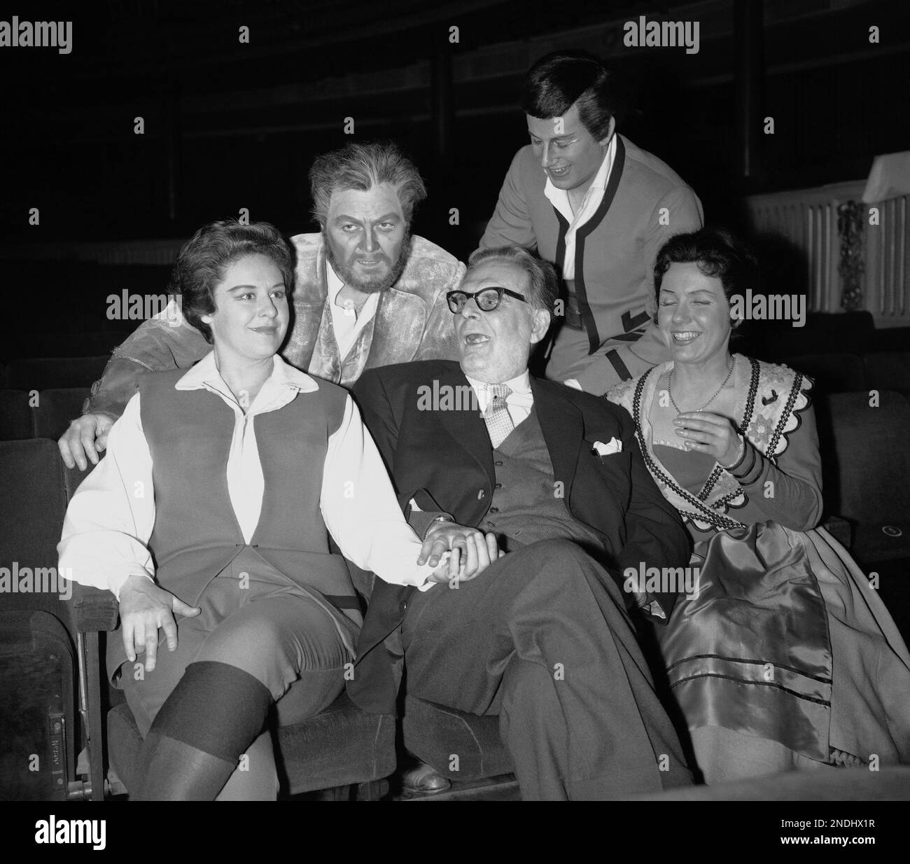 Conductor Otto Klemperer, center, poses with the stars of the New ...
