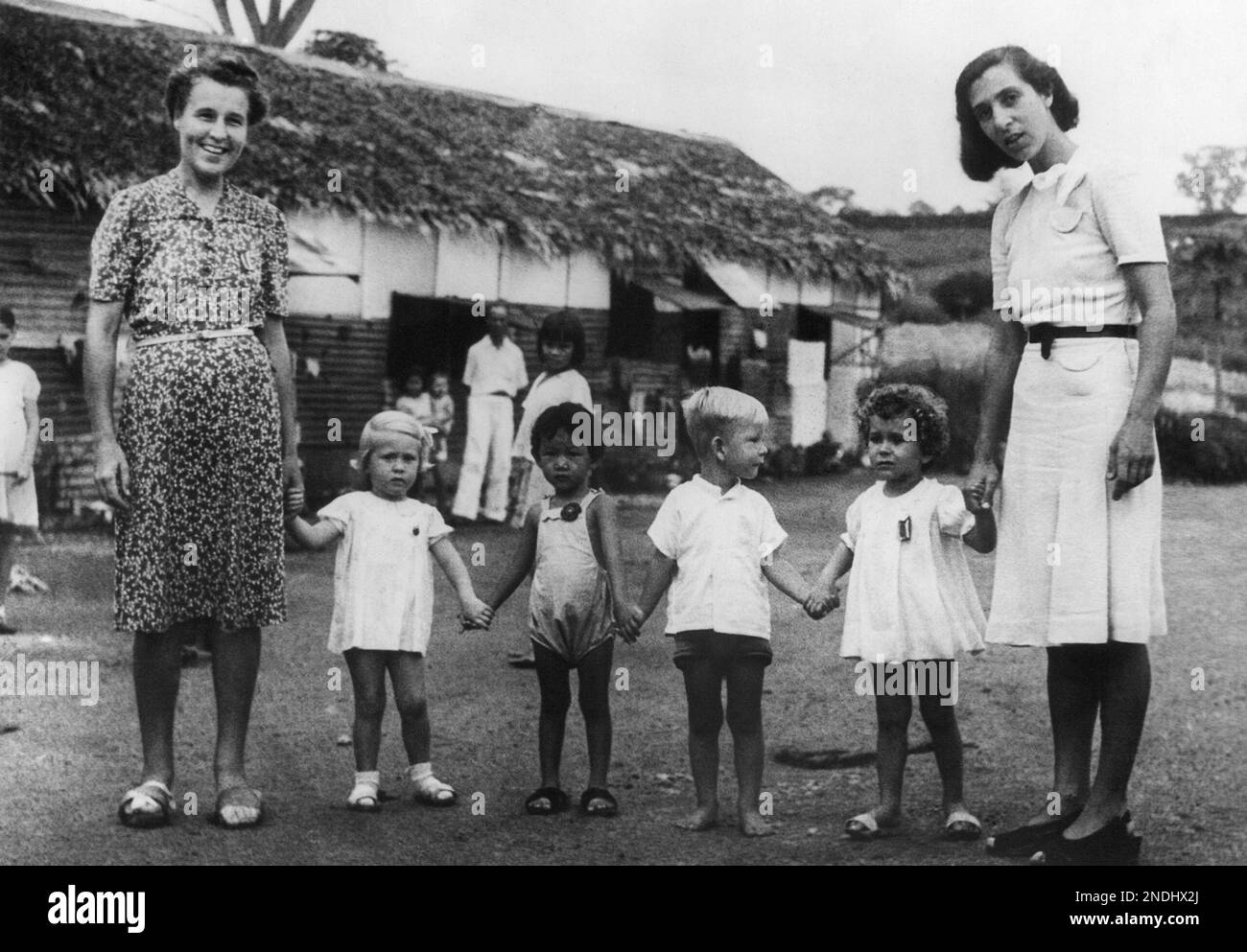 Interned women and children in the Civil Camp after the liberation of ...