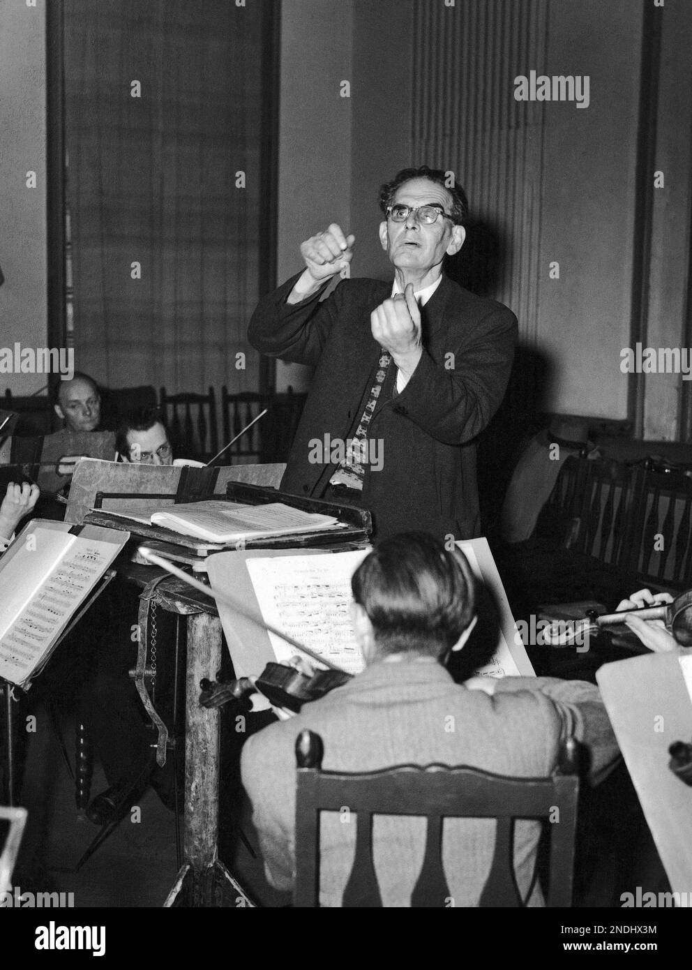 Dr. Otto Klemperer conducts the Berlin Philharmonic Orchestra on April ...