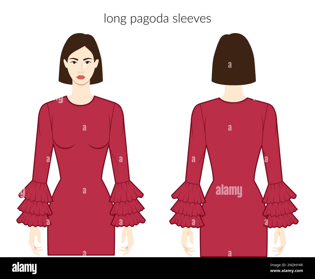 Pagoda sleeves long length clothes character beautiful lady in red top ...