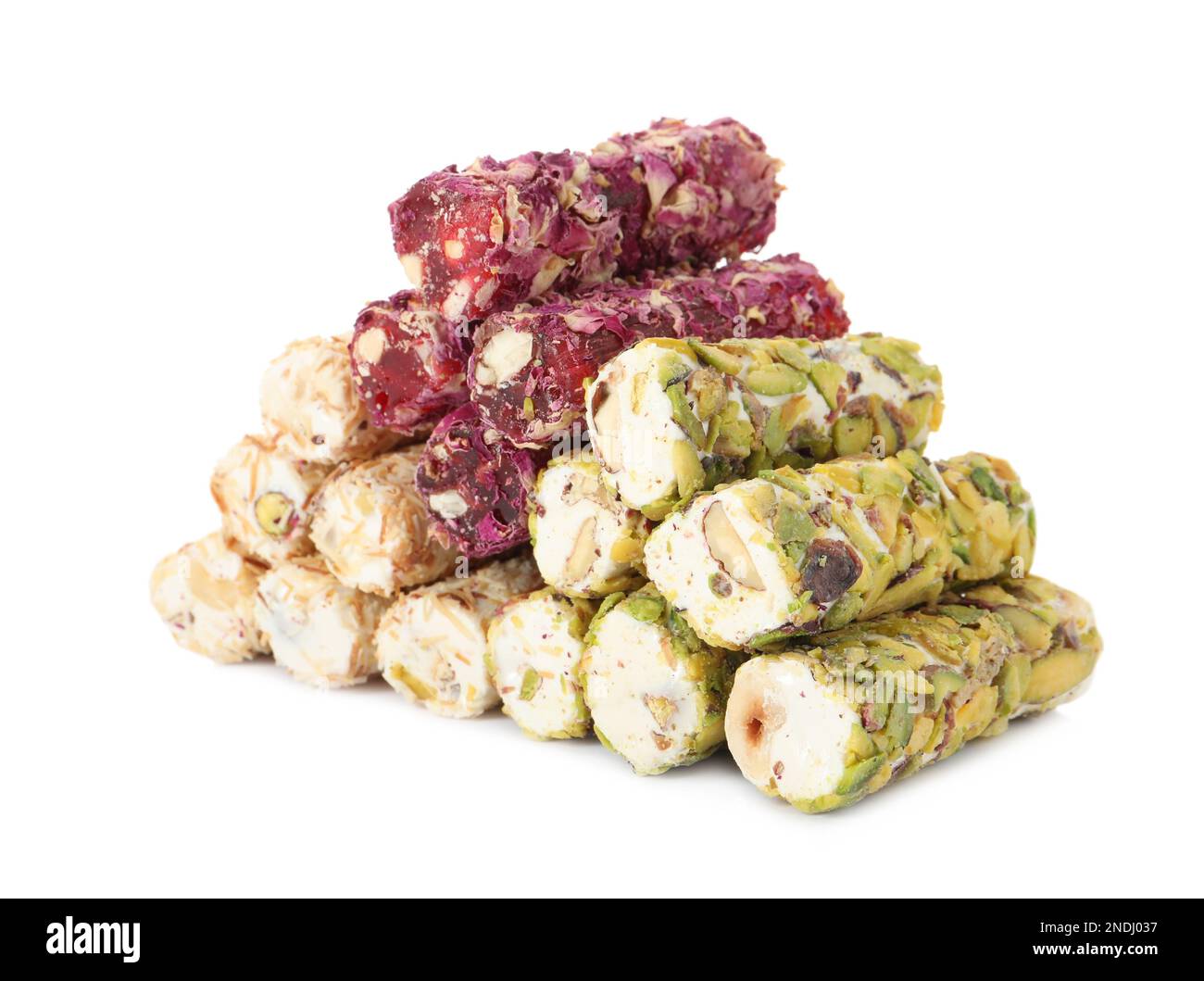 Tasty turkish delight dessert on white background Stock Photo - Alamy