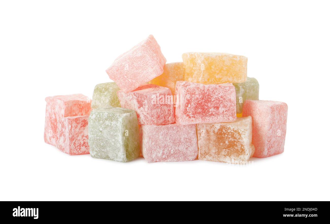 Turkish delight dessert on white background. Traditional sweet Stock ...