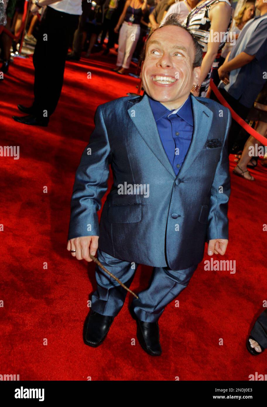 Actor Warwick Davis, who plays the part of Professor Filius Flitwick in ...