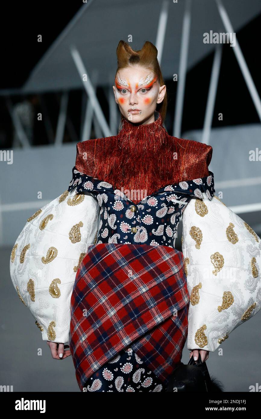 A model walks on the runway at the Thom Browne fashion show during the Fall Winter 2023 ...