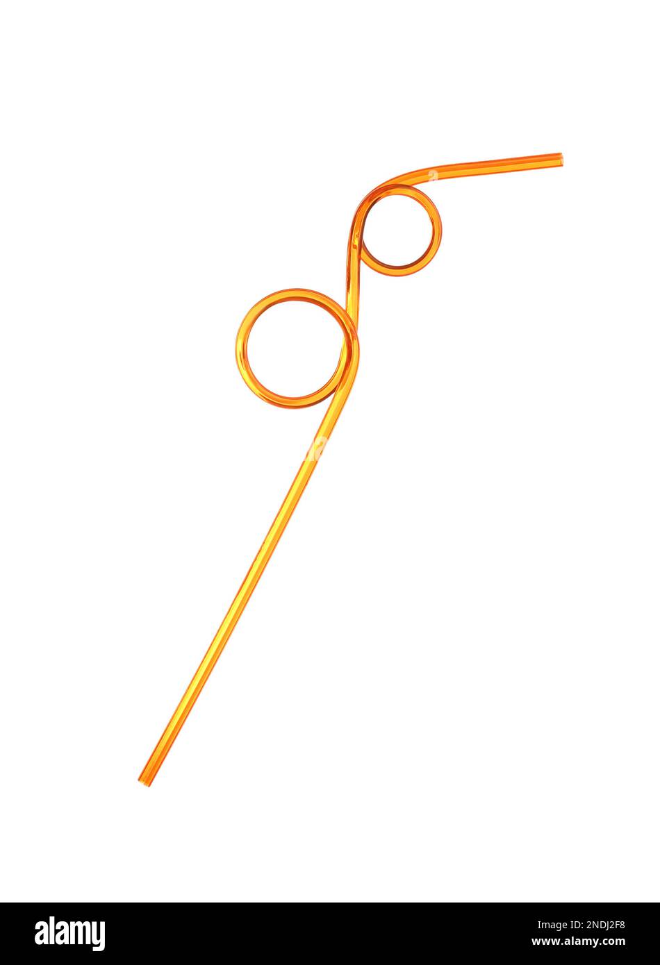 Orange plastic loop straw for drink isolated on white Stock Photo - Alamy