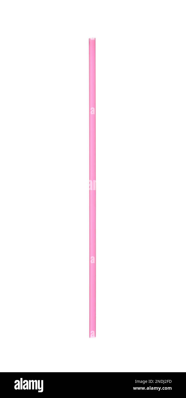 Pink plastic straw for drink isolated on white Stock Photo - Alamy
