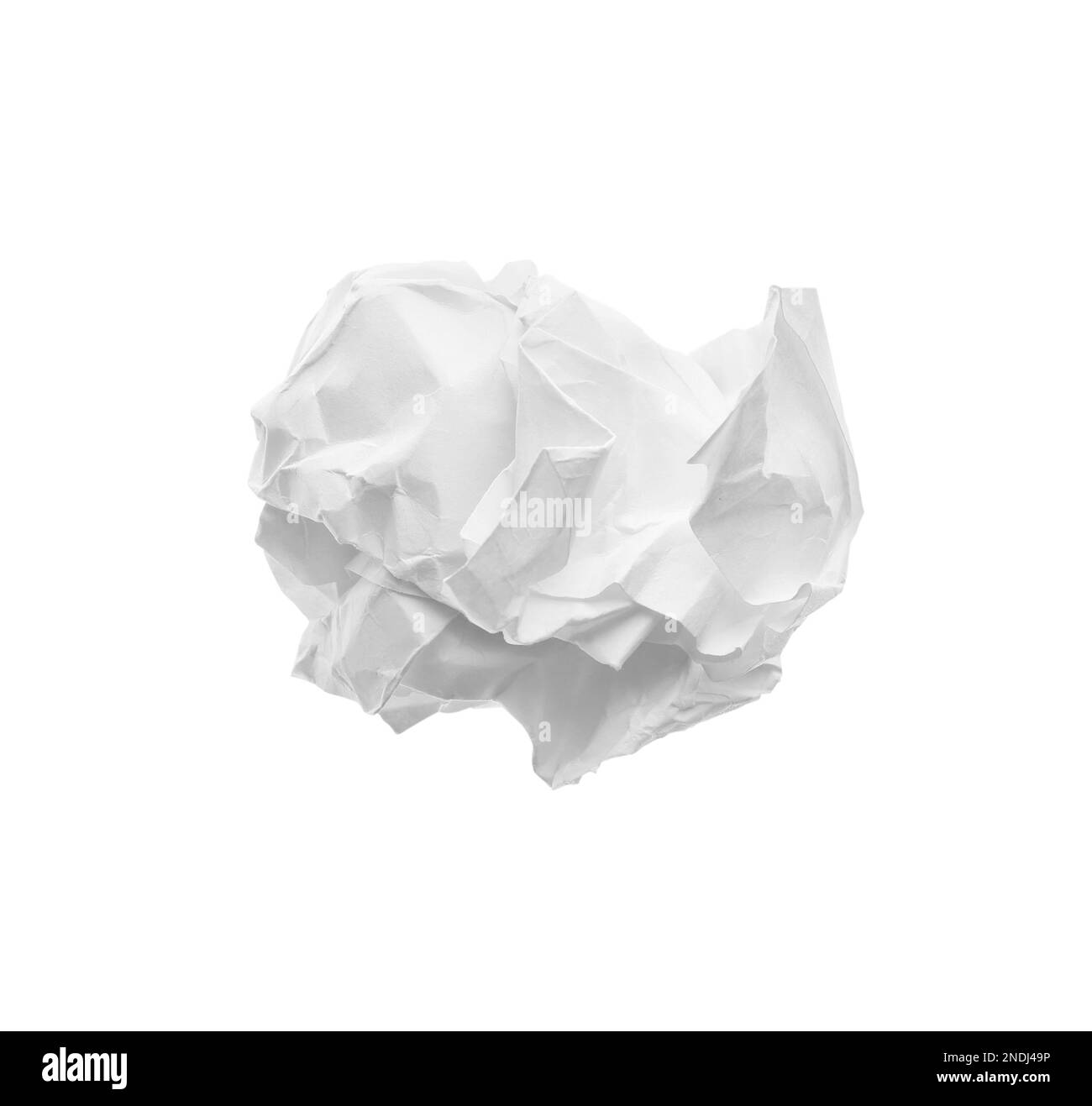 Crumpled sheet of paper isolated on white, top view Stock Photo - Alamy