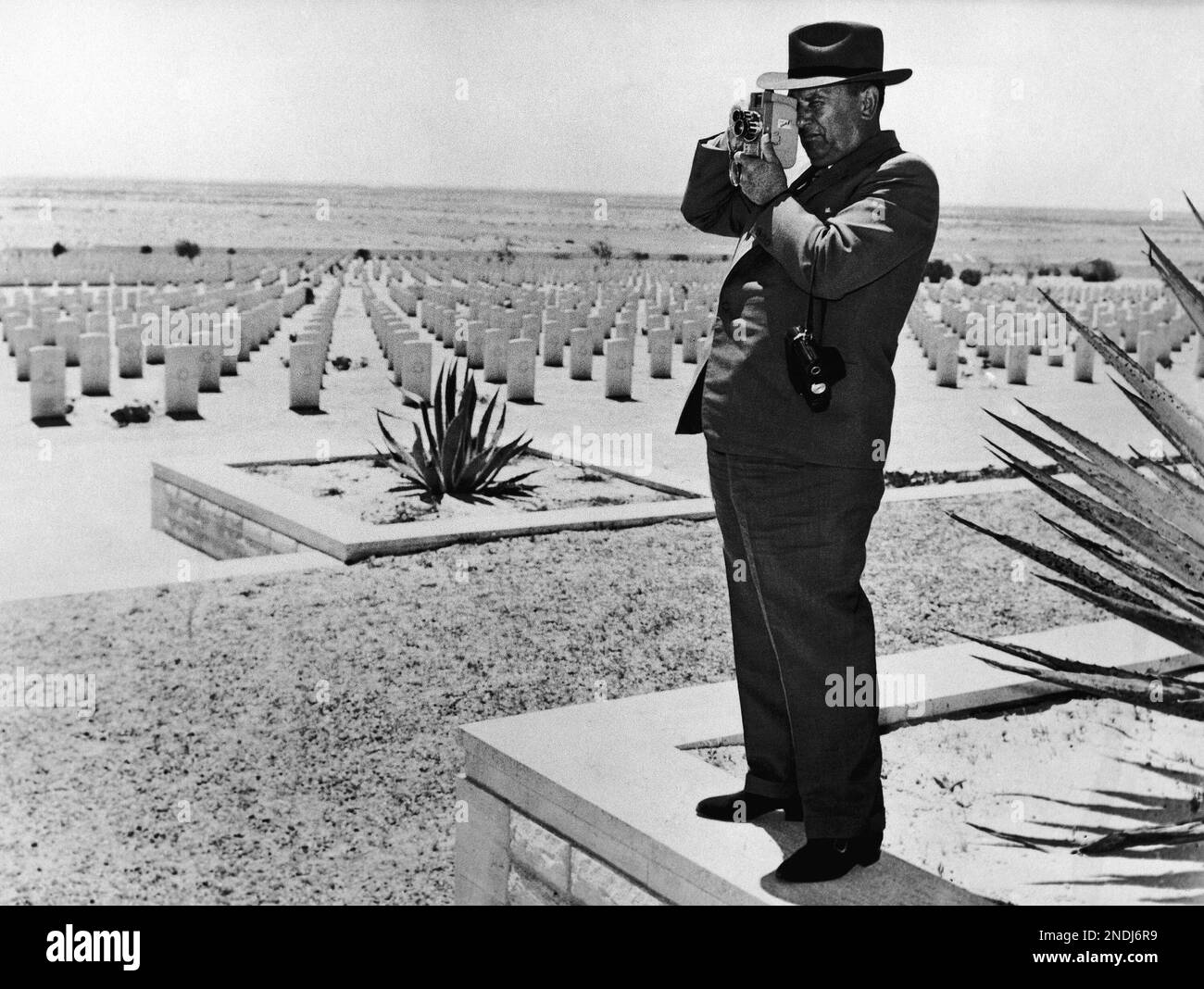 President Josip Broz Tito of Yugoslavia shoots pictures with a cine ...